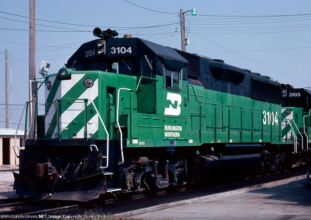 Burlington Northern GP50 #3104, built for the Frisco but delivered post-merger,